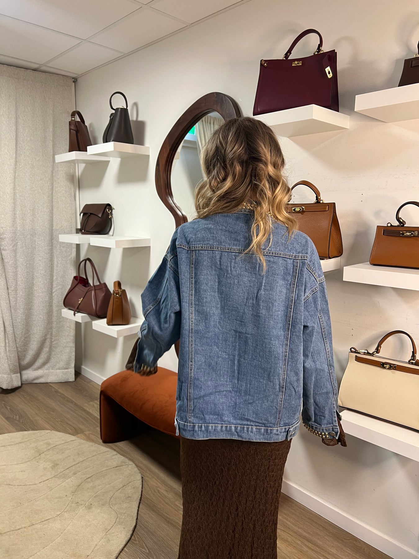 Denim jacket gold studs – Two Angels